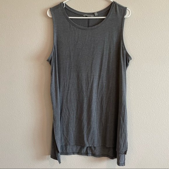 Tops | Athleta Side Slit Tank Top Gray Tencel Jersey Sleeveless Womens ...